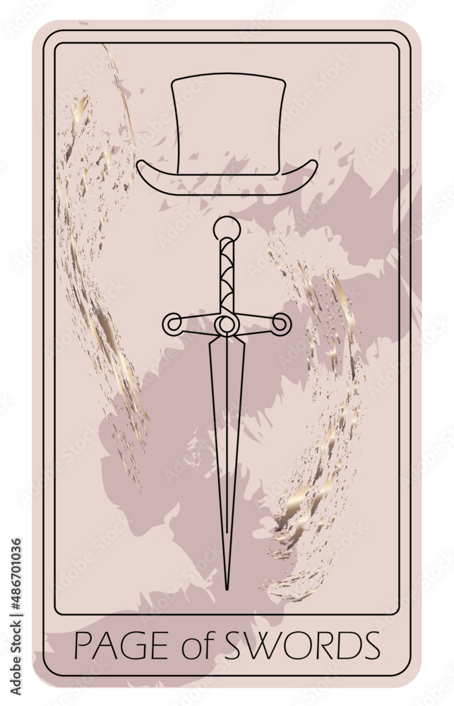 Page of Swords. The card of Minor arcana one line drawing tarot cards ...