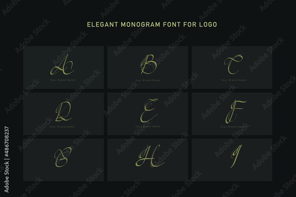 Elegant monogram font set for logo. Minimalist elegant font set ...