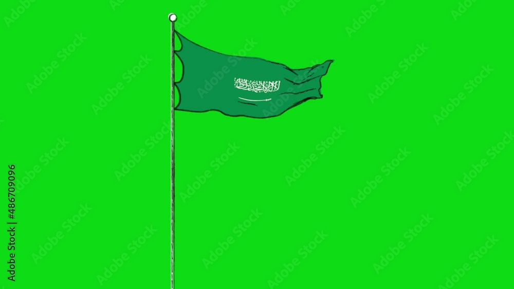 Vidéo Stock Saudi Arabia waving flag Saudi Arabia National 2D cartoon ...