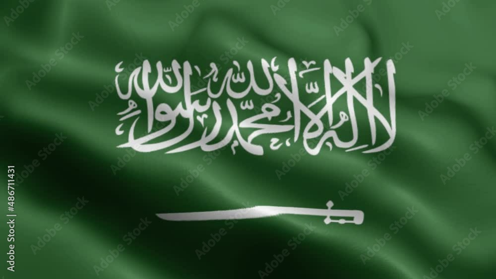 Vídeo do Stock: ksa flag is waving 3D animation. Saudi Arabia flag ...