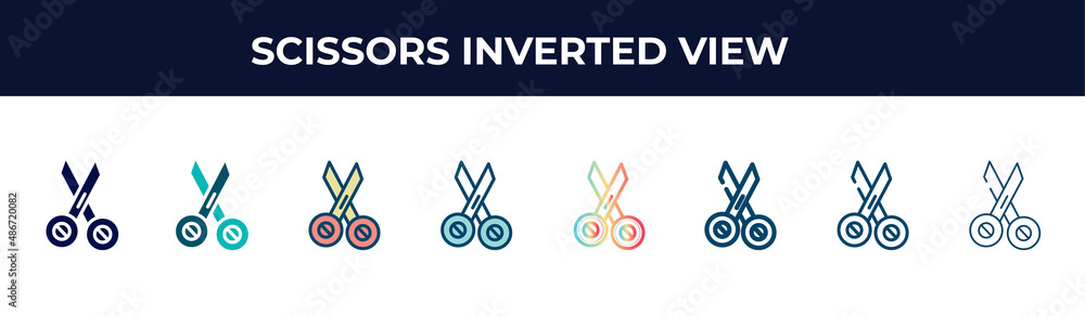 scissors inverted view vector icon in 8 different modern styles. black ...