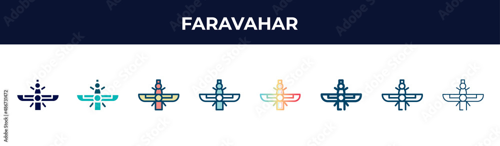faravahar vector icon in 8 different modern styles. black, two colored ...