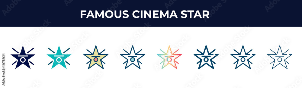 famous cinema star vector icon in 8 different modern styles. black, two ...