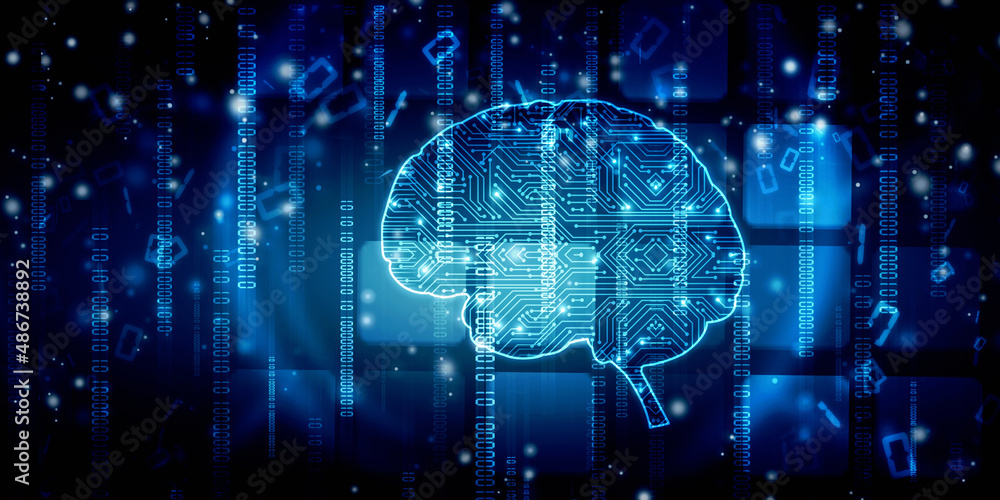 2d illustration Concept of thinking, background with brain, Abstract ...