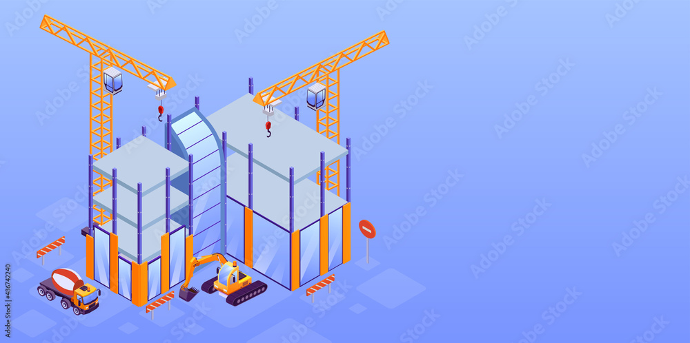 Vector of the construction of high rise buildings Stock Vector | Adobe ...