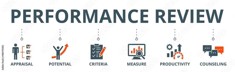 Performance review banner web icon vector illustration concept for ...