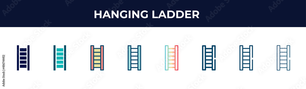 hanging ladder vector icon in 8 different modern styles. black, two ...