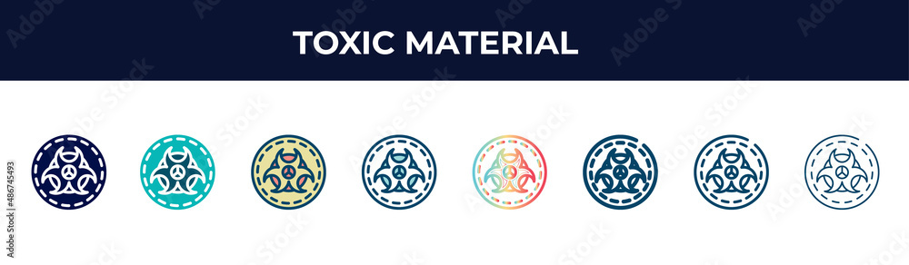 toxic material vector icon in 8 different modern styles. black, two ...