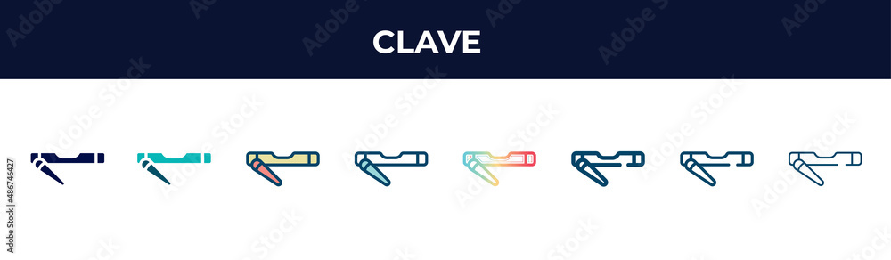 clave vector icon in 8 different modern styles. black, two colored ...