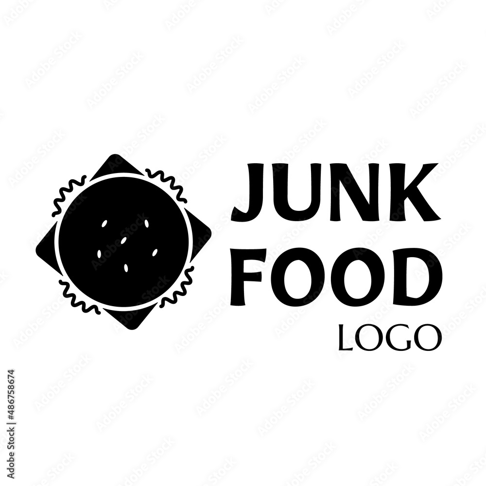 fast food vector logo sticker with text and burger. label with ...