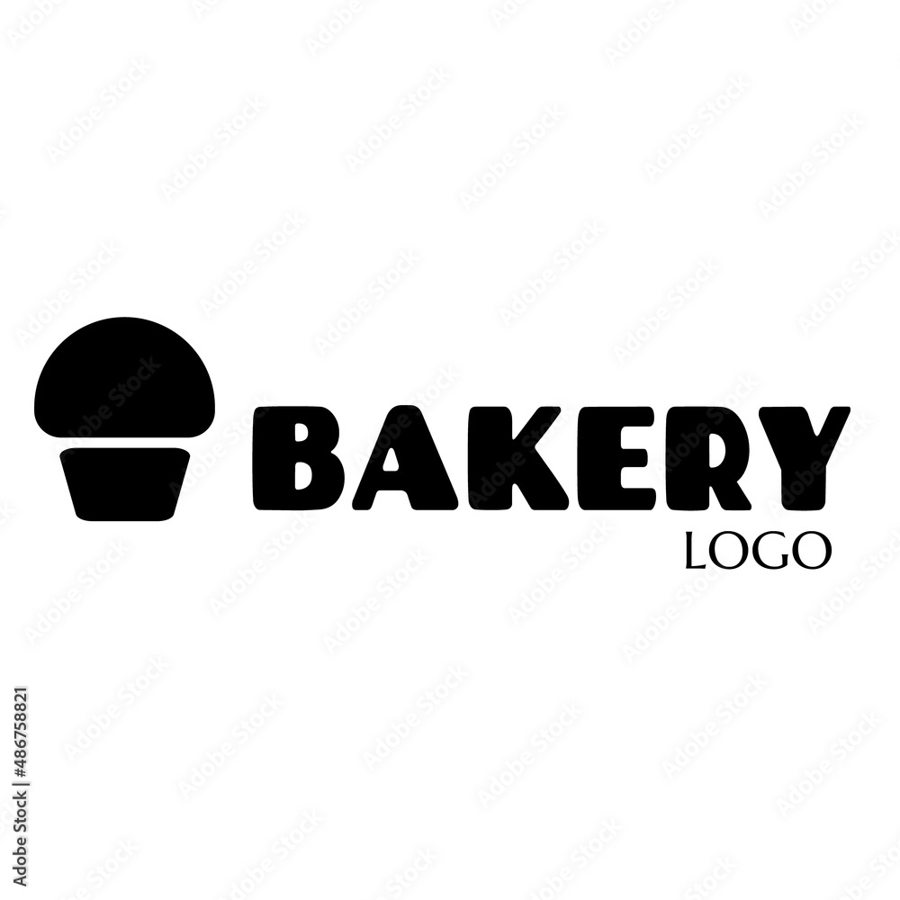 bakery vector text logo sticker with text and cake icon. label with ...