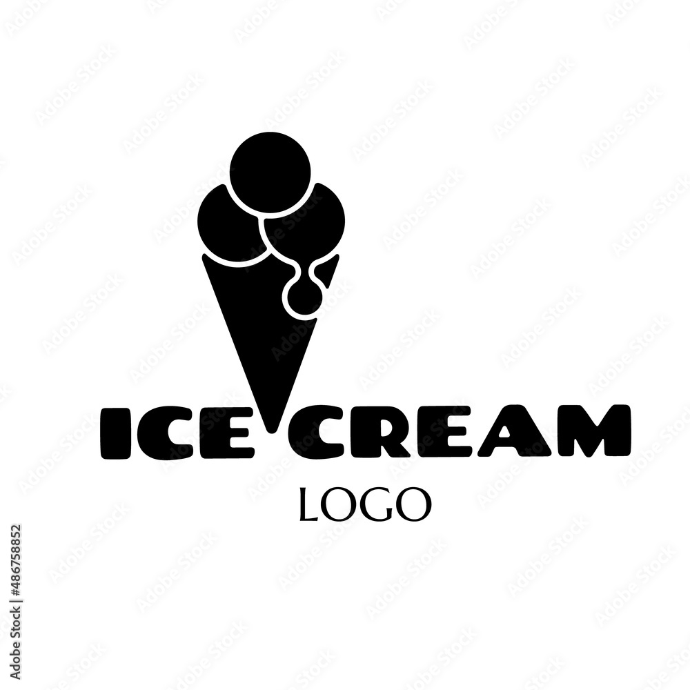fast food vector logo sticker with text and ice cream. label with ...