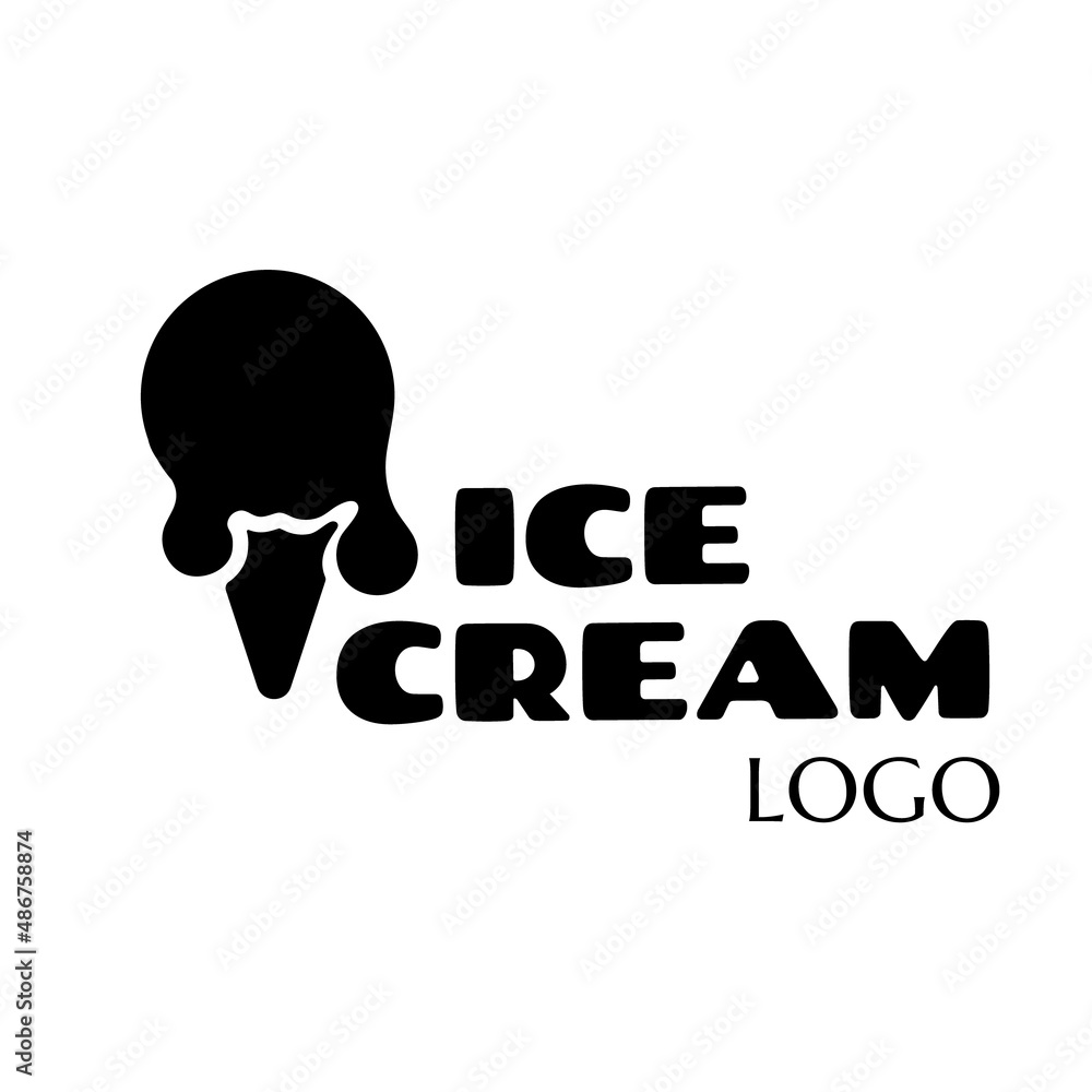 fast food vector logo sticker with text and ice cream. label with ...