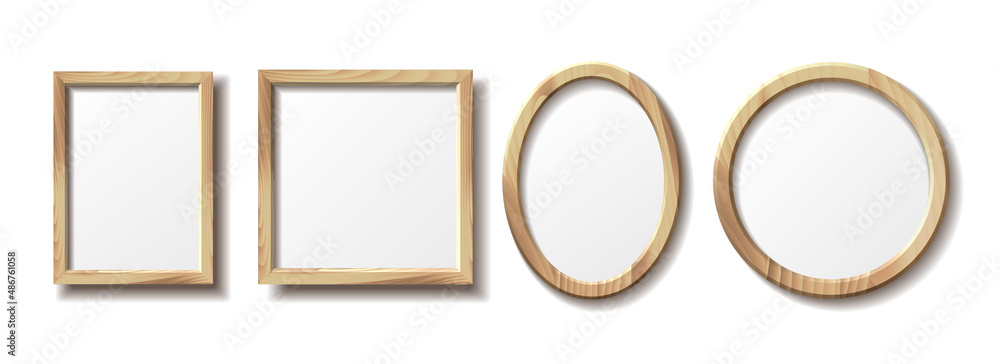 Set of empty wooden picture frame different shapes. Stock Vector ...