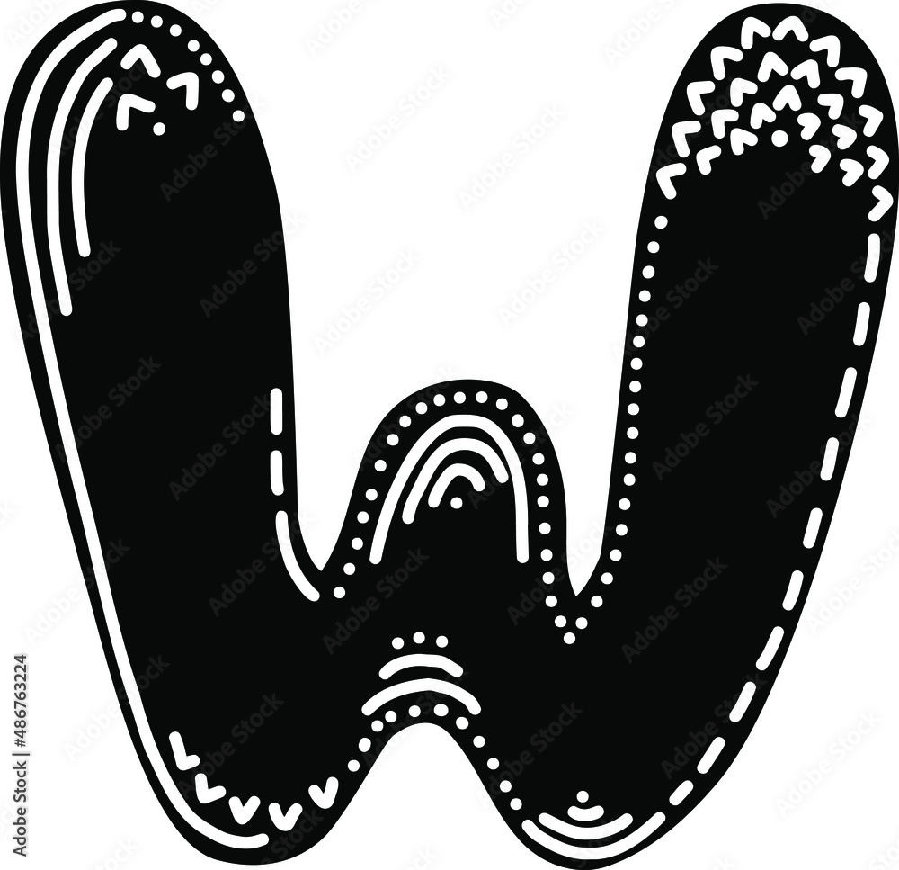 Latin letter "W". Vector black illustration isolated on a white ...