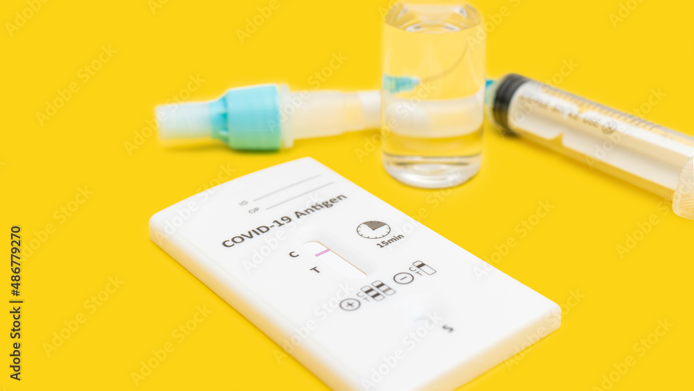 Rapid antigen test kit for viral disease COVID-19 with positive result ...