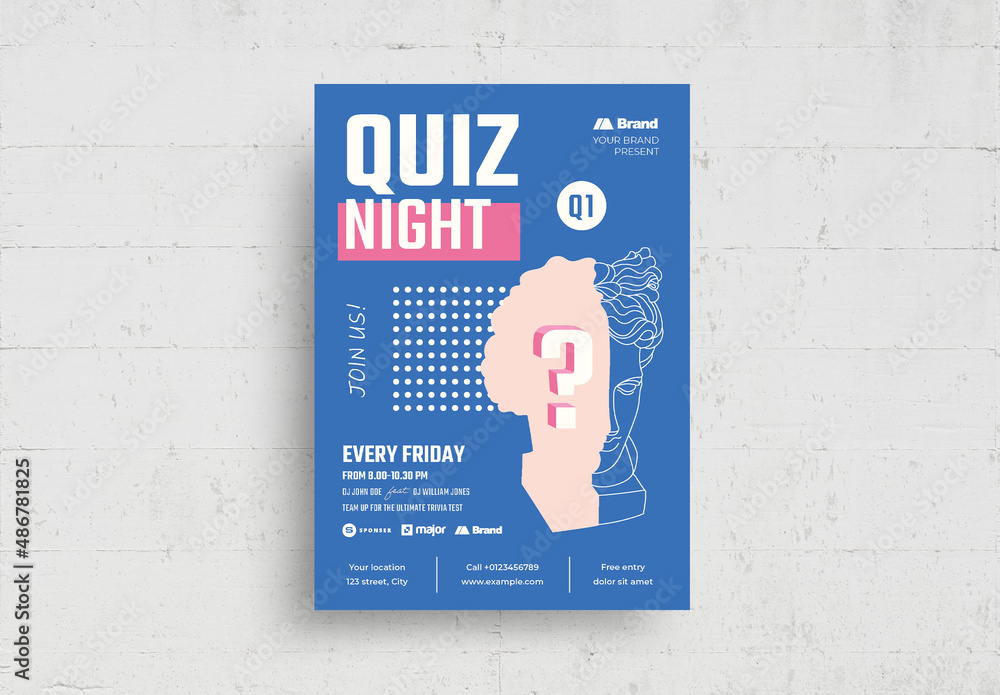 Modern Quiz Night Trivia Night Flyer Poster Layout Stock Template ...