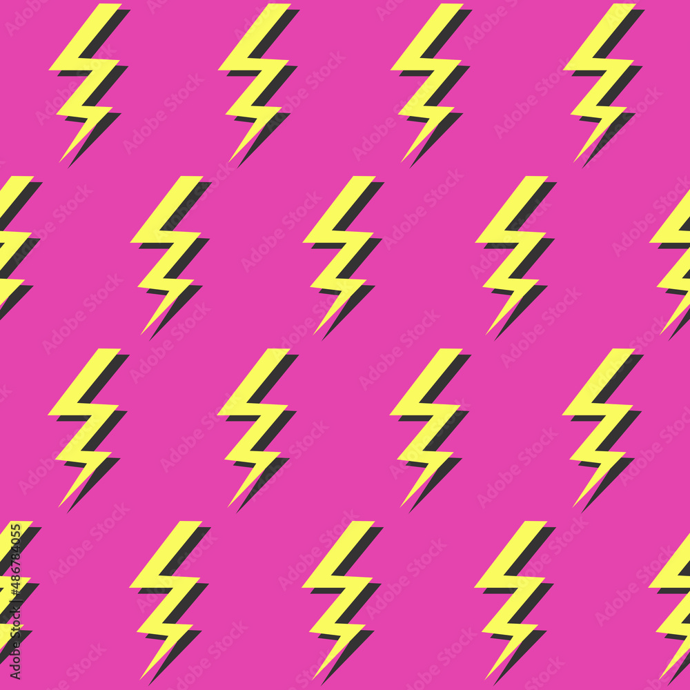 The 90s pattern with yellow lighting bolts on a pink background. The ...