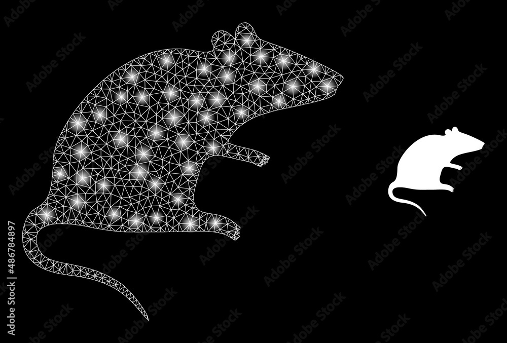 Rat icon and constellation mesh rat structure with illuminated spots ...
