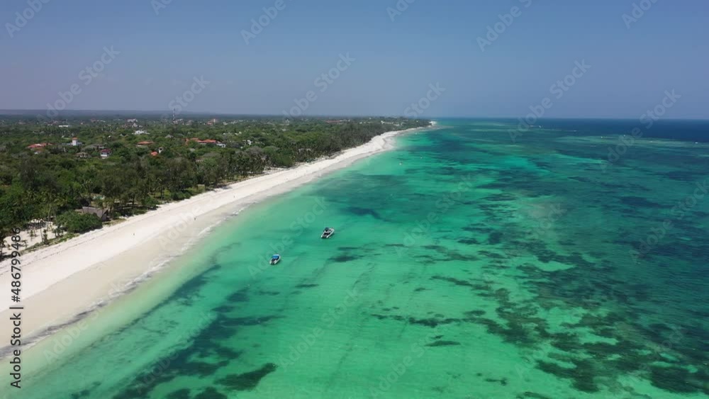 African Coastline Diani beach Drone landscape Kenya Sea aerial 4k waves ...