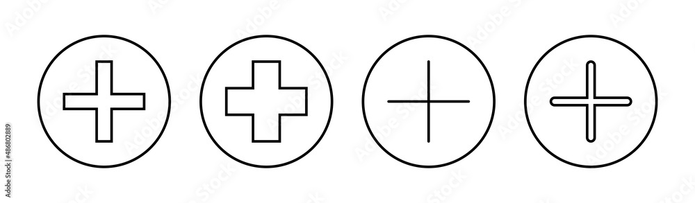 Plus Icons set. Add plus sign and symbol Stock Vector | Adobe Stock