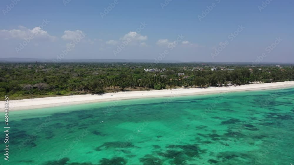 African Coastline Diani beach Drone landscape Kenya Sea aerial 4k waves ...