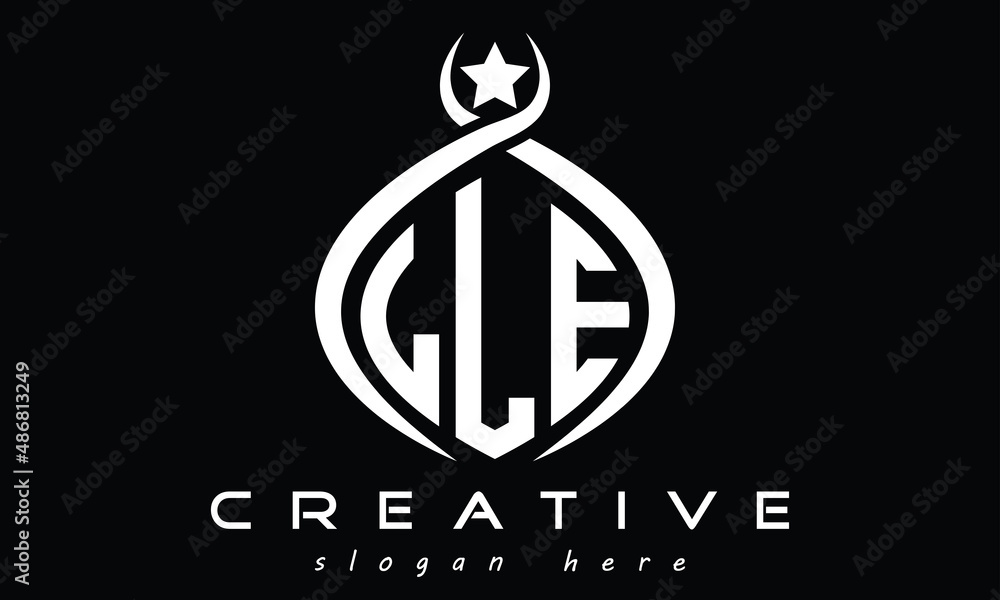 LLE three letters monogram curved oval initial logo design, minimalist ...