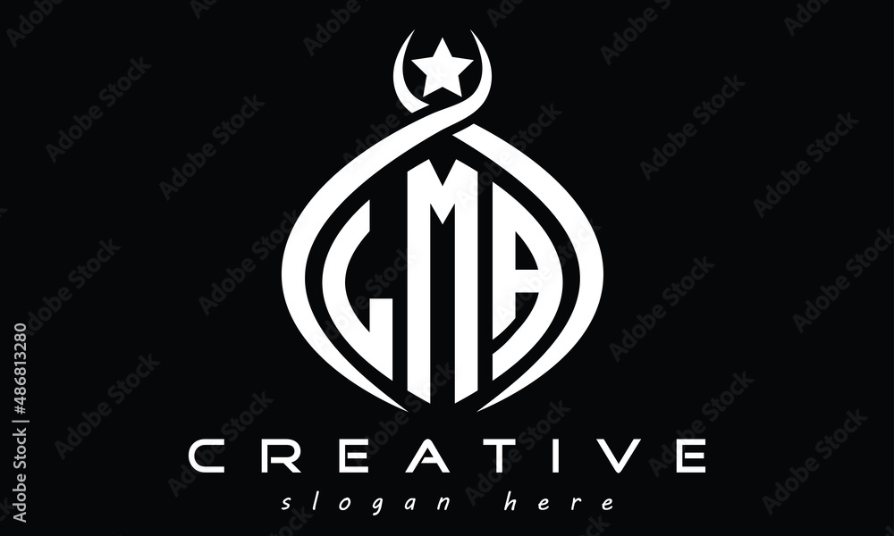 LMA three letters monogram curved oval initial logo design, minimalist ...