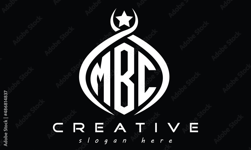 MBC three letters monogram curved oval initial logo design, minimalist ...