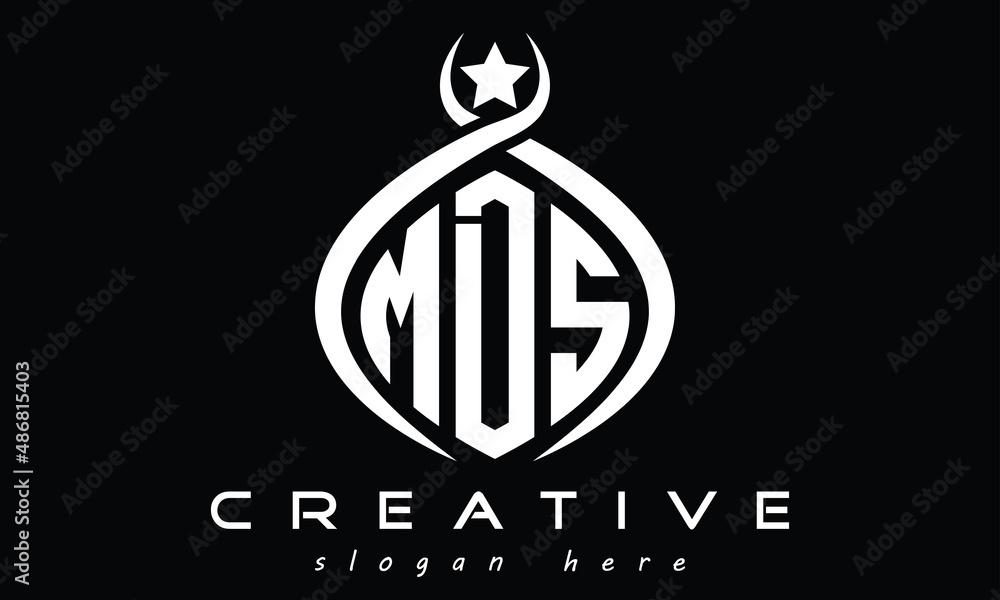 MDS three letters monogram curved oval initial logo design, minimalist ...