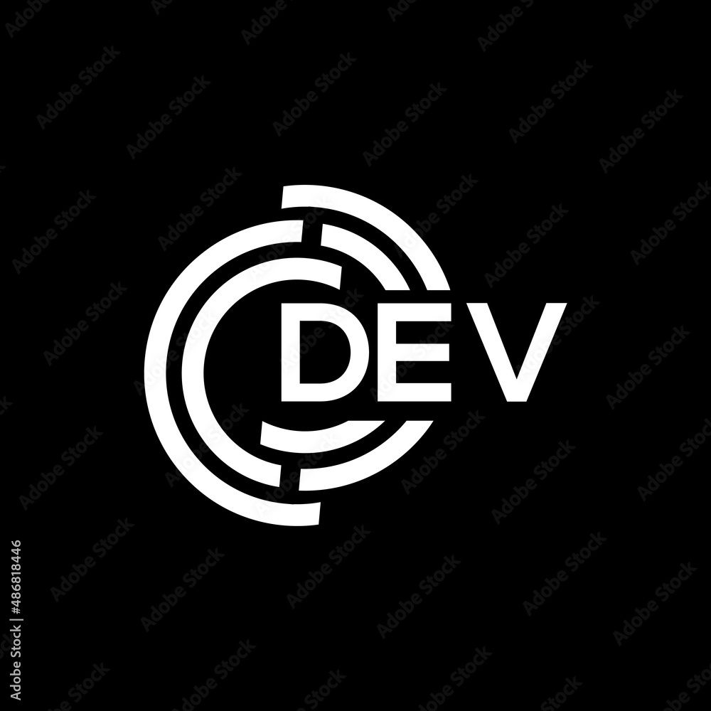 DEV letter logo design on black background. DEV creative initials ...