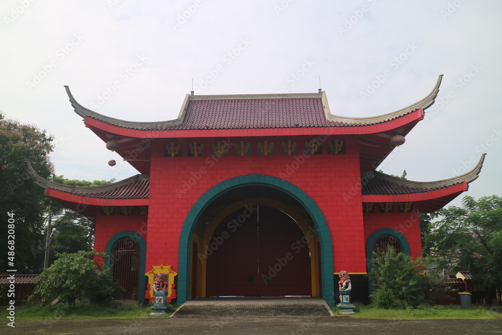 big red gate in sam poo kong temple semarang Stock Photo | Adobe Stock