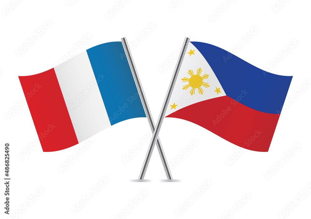 France and the Philippines crossed flags. French and Philippine flags ...
