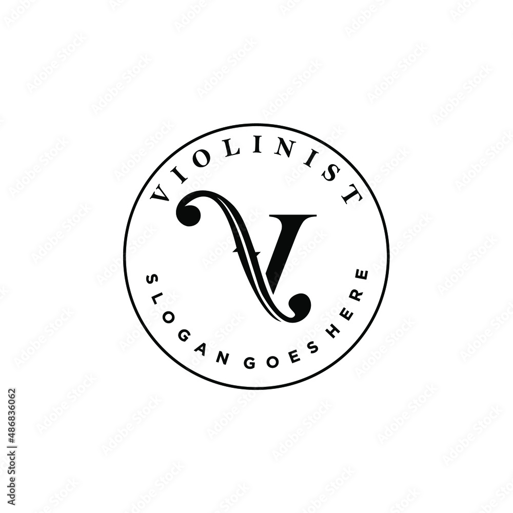 logo letter V and F-holes. violinist logo initials V. letter V logo ...