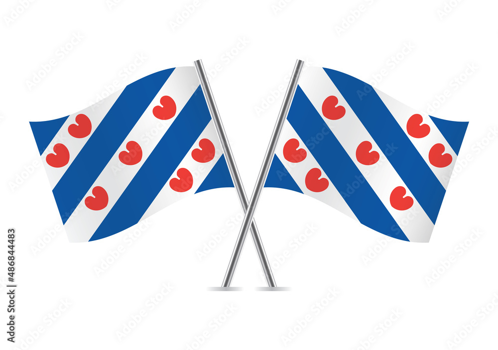 Frisian crossed flags. Flag of the province of Friesland, isolated on ...