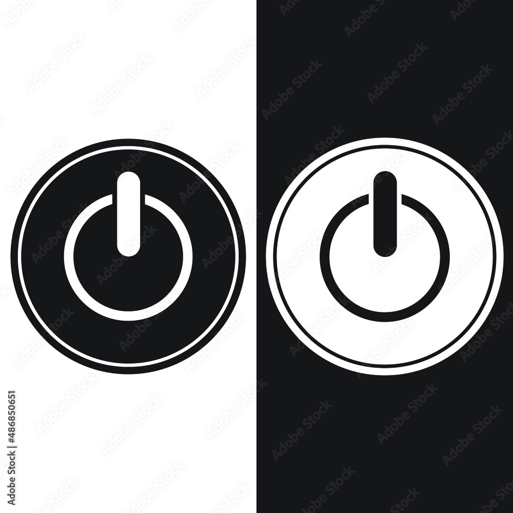Power button icons isolated on white and black backgrounds. Stock ...