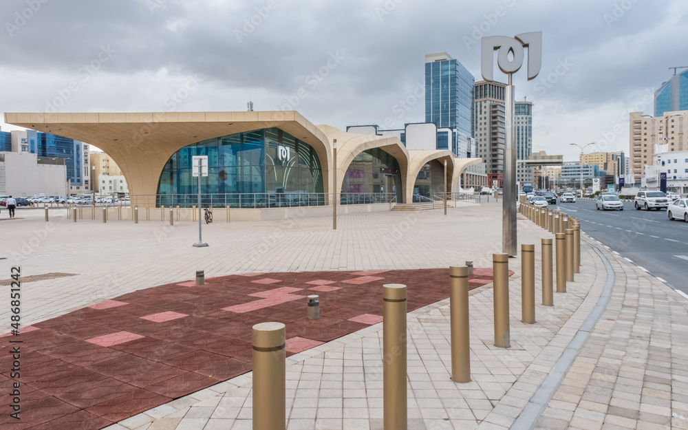 Metro station on the C Ring Road in Al Sadd in Doha, Qatar Stock Photo ...