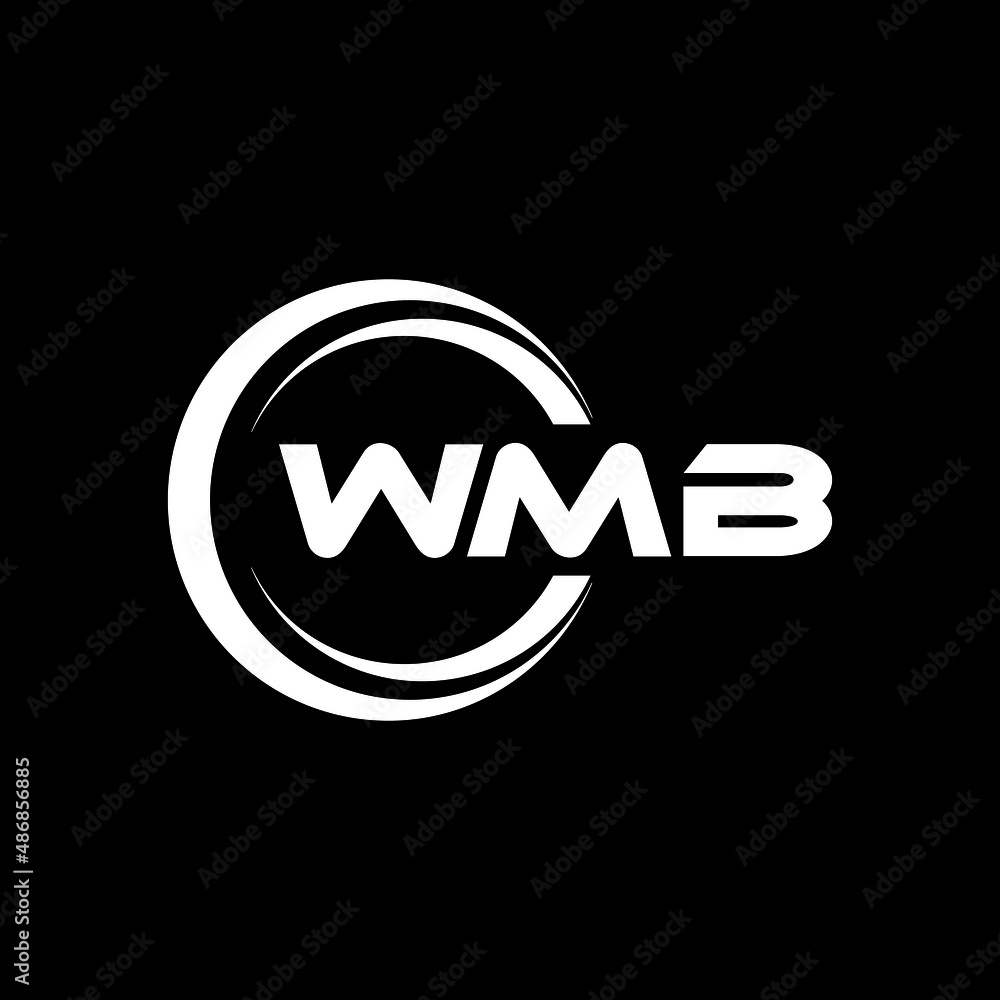 WMB letter logo design with black background in illustrator, vector ...