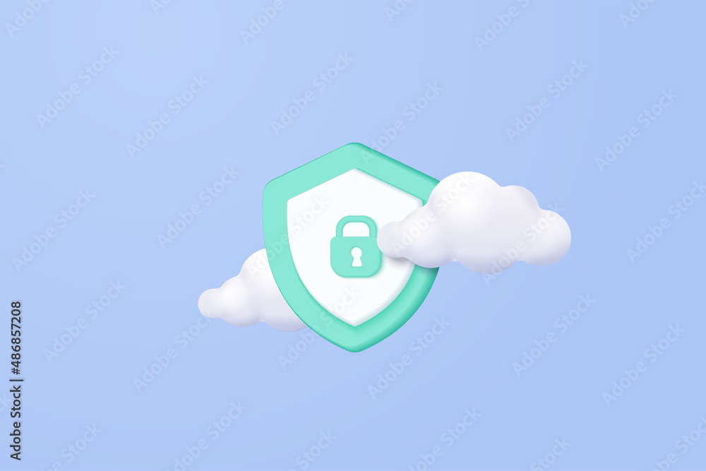 3d Password Secure For Online Payment On Cloud Blue Sky Background