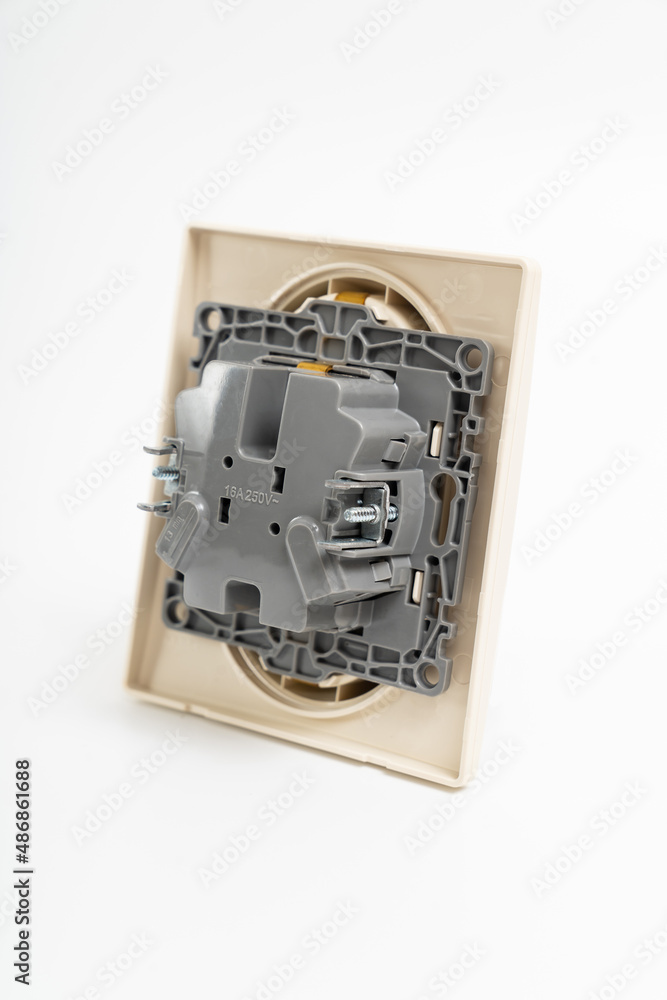 rear view. Double socket insulated on a white background. 2 sockets ...