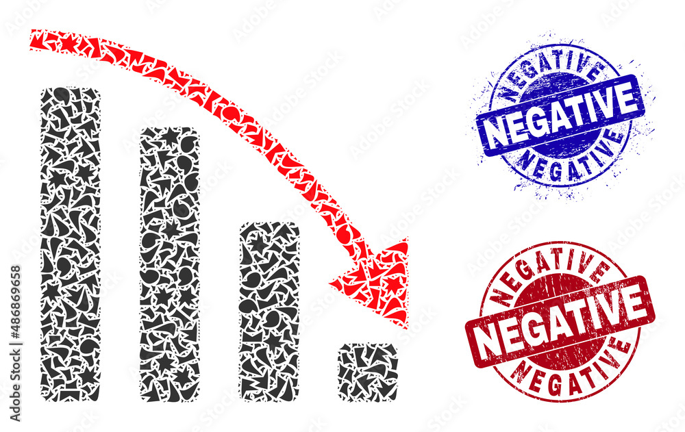 Round NEGATIVE rough stamp prints with caption inside round shapes, and ...