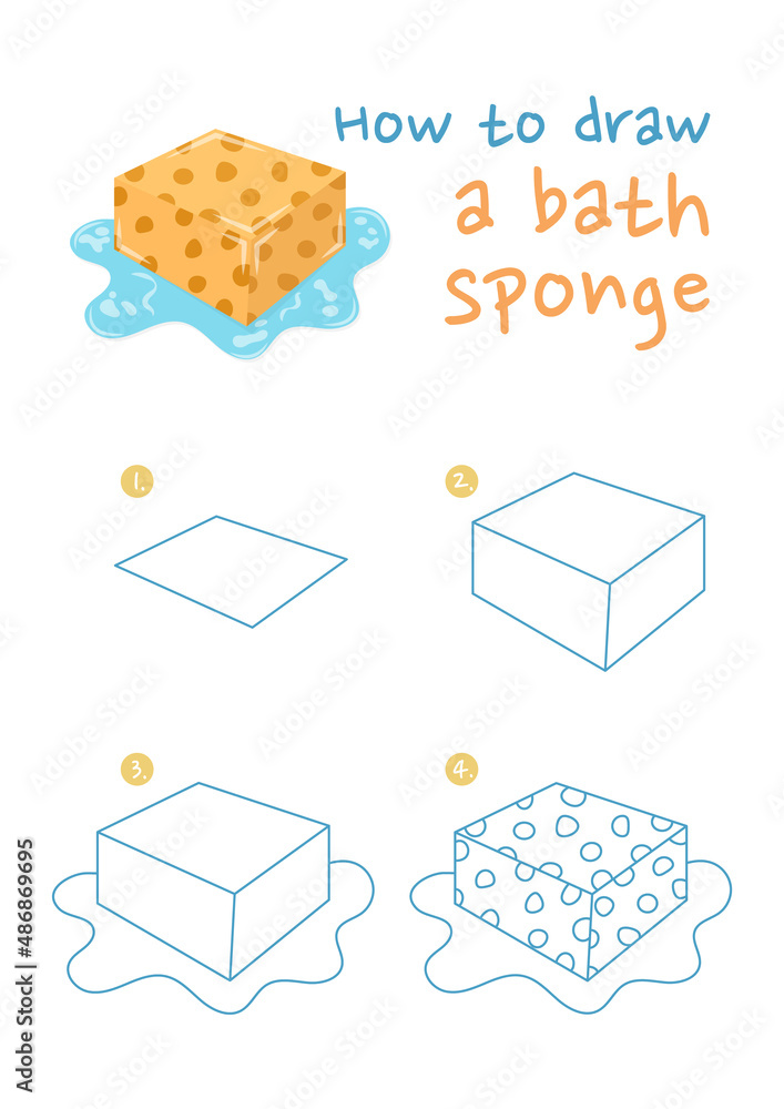 How to draw a loofah bath sponge vector illustration. Draw bathing ...