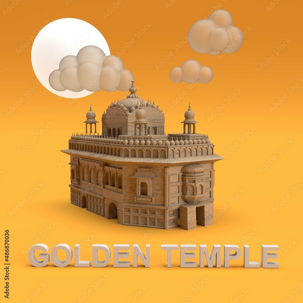 Sri Harmandir Sahib (Golden Temple ) Punjab 3d render in yellow ...