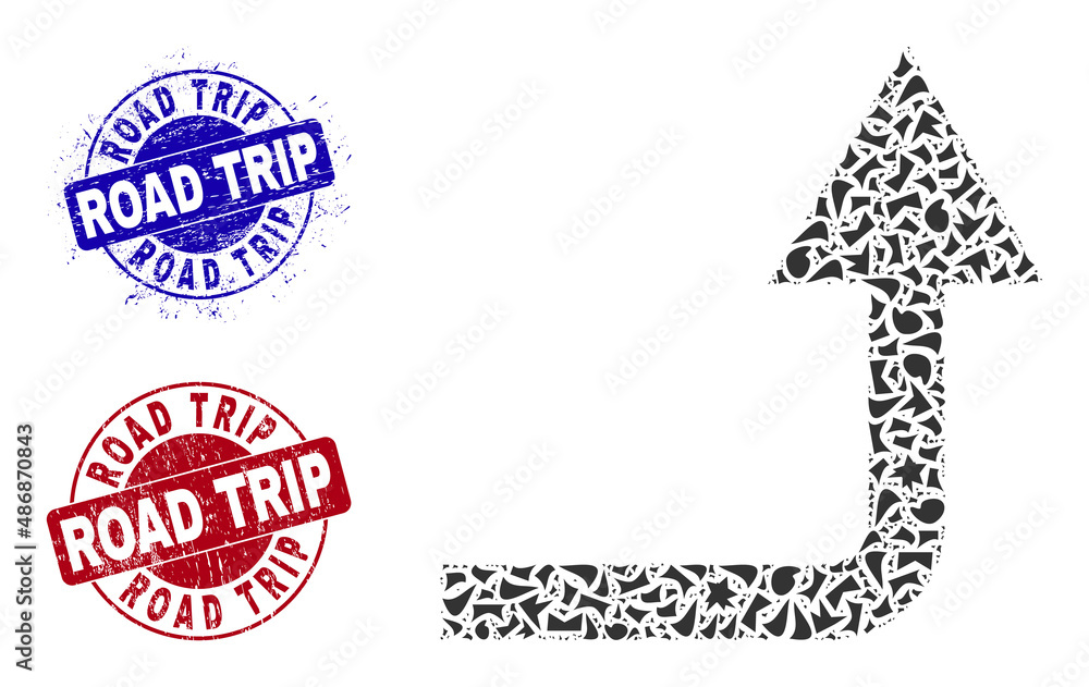 Round ROAD TRIP dirty seals with tag inside round forms, and debris ...