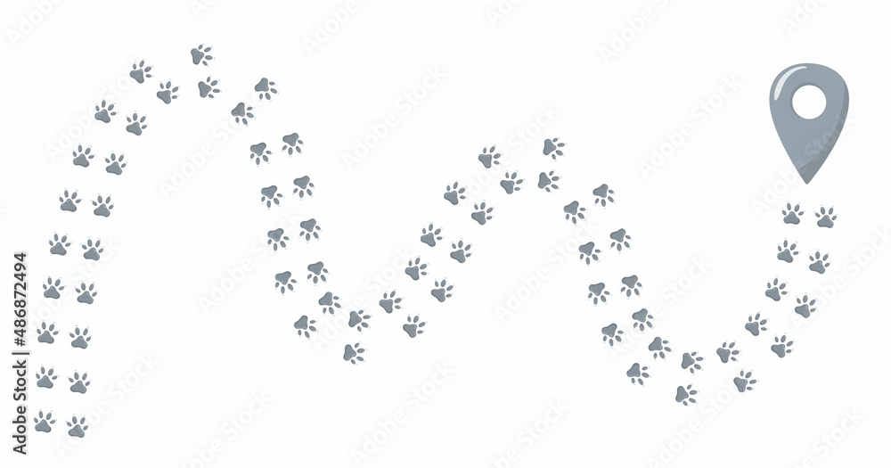 Animal foot print direction point for map. Vector stock illustration ...
