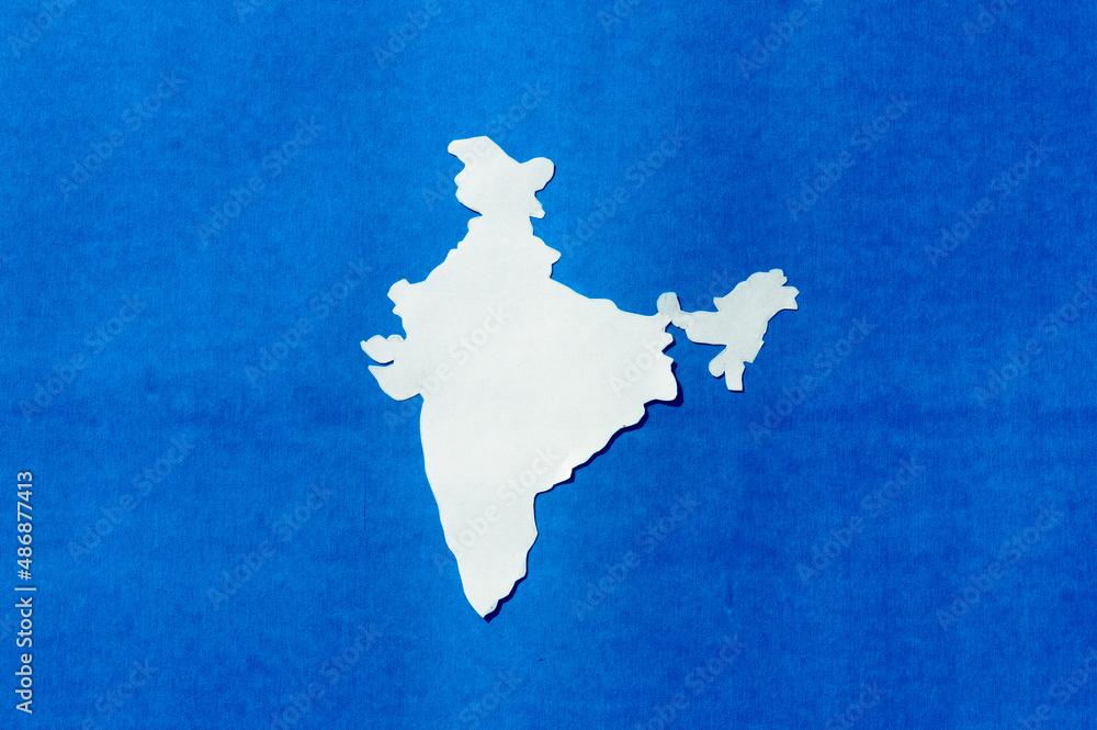 Paper cut India map isolated on Blue background. Stock Photo | Adobe Stock