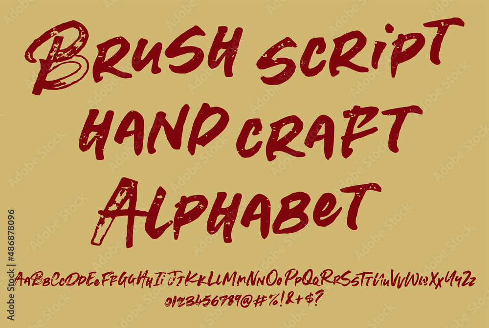 Hand Drawn Typeface Set Brush Painted Characters Lowercase And 