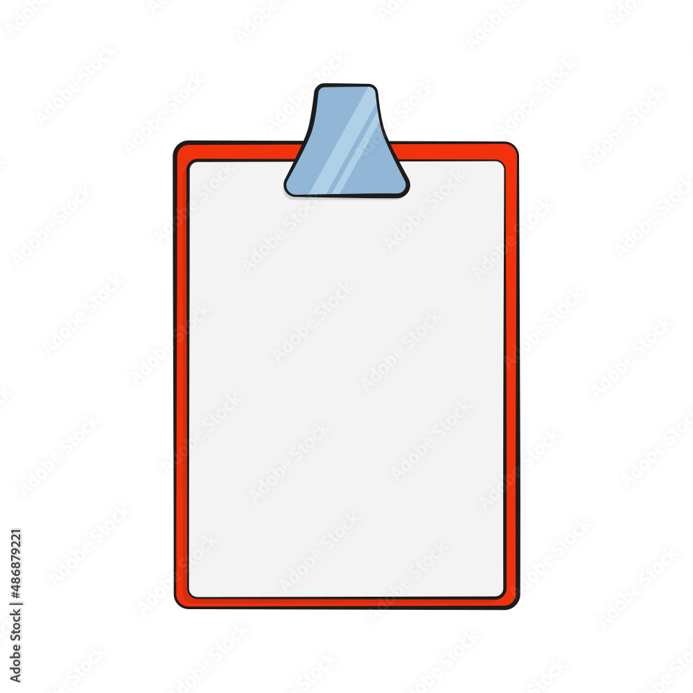 Clipboard with blank paper. Cartoon. Vector illustration. Isolated on ...