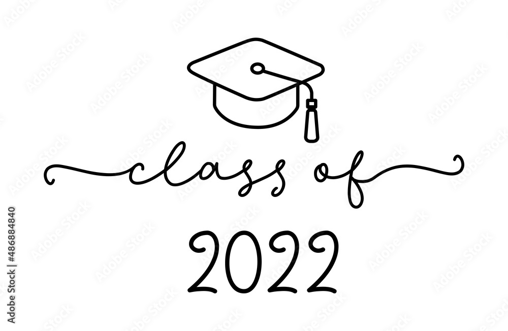 CLASS OF 2022. Graduation logo with cap and diploma for high school ...
