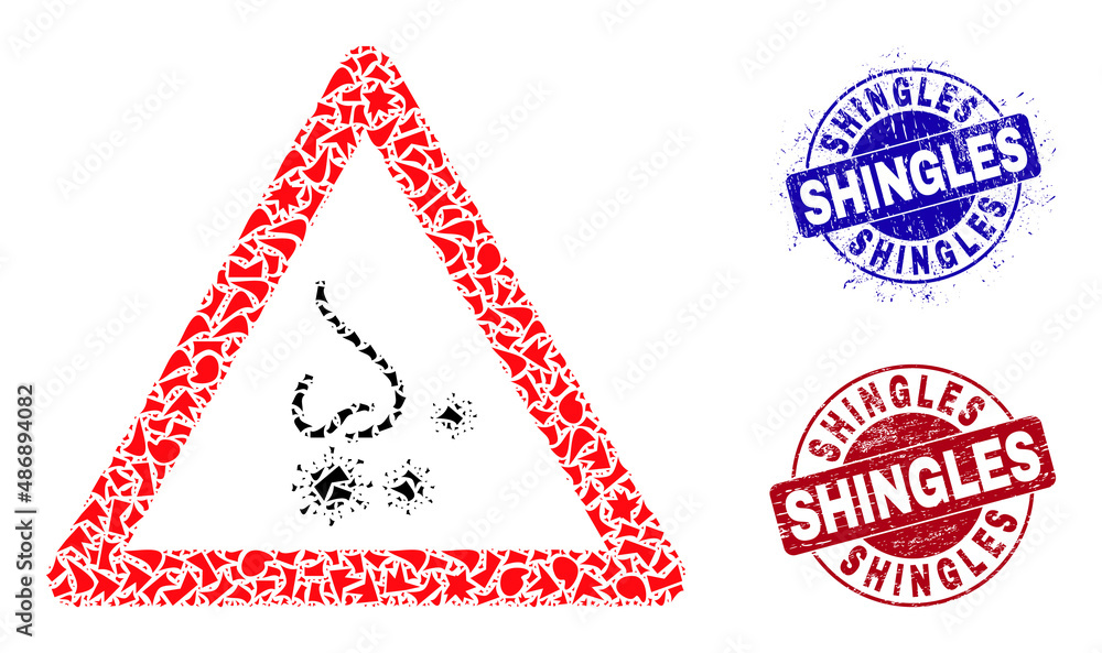 Round SHINGLES unclean seals with caption inside circle forms, and ...